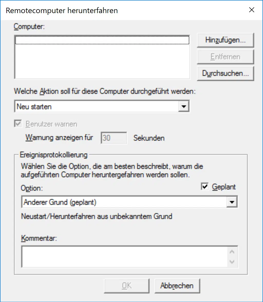 Shutdown Befehl und mögliche Parameter - Windows FAQ