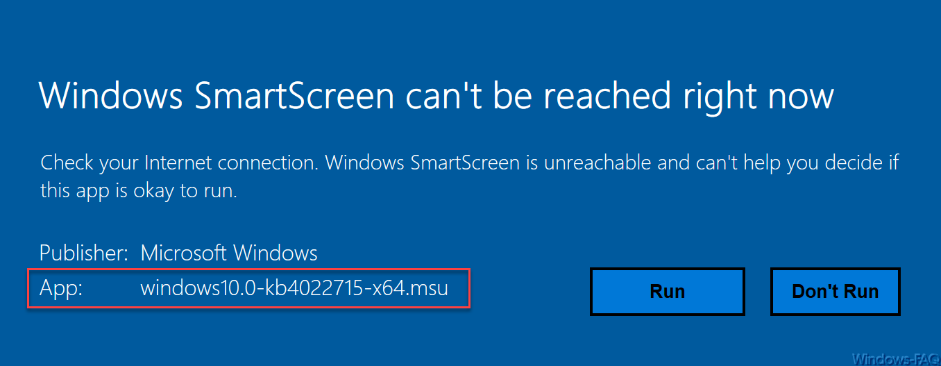 Windows SmartScreen can´t be reached right now - Windows FAQ