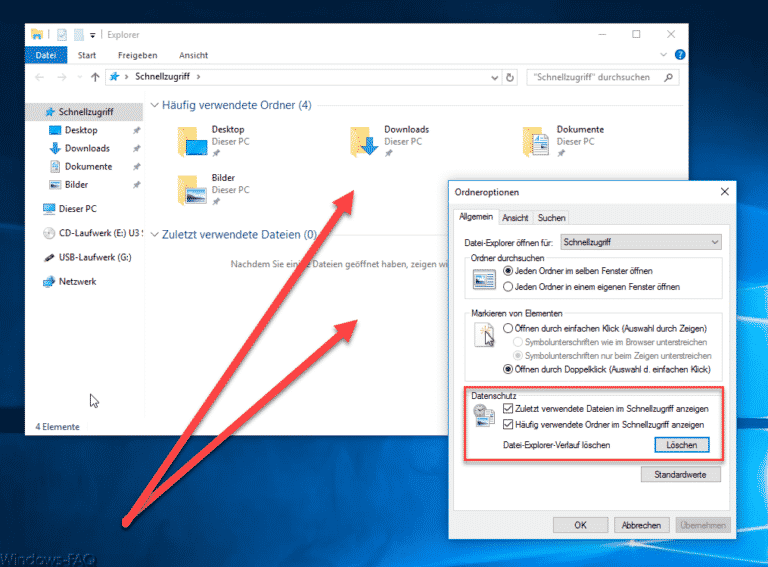 Windows Explorer - Zuletzt verwendete Dateien und Häufig verwendete ...