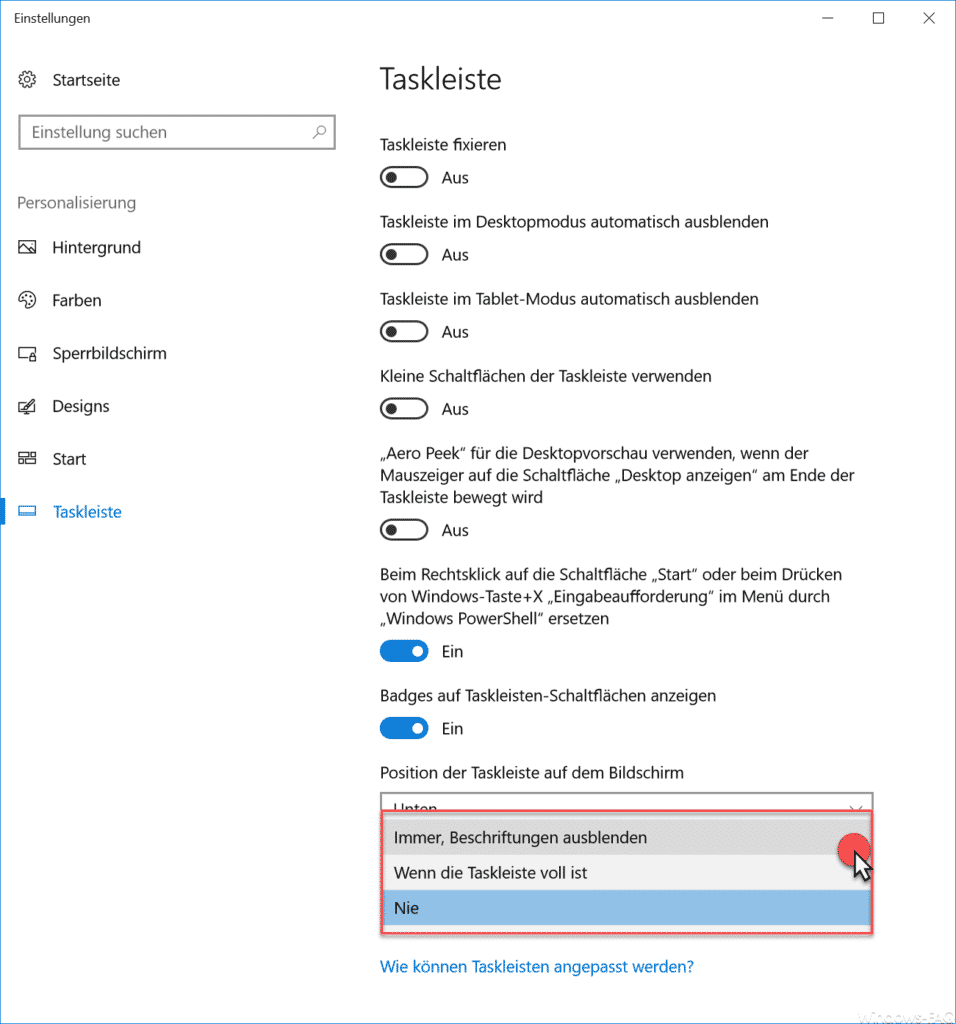 Windows - Größe der Taskleistensymbole - Windows FAQ