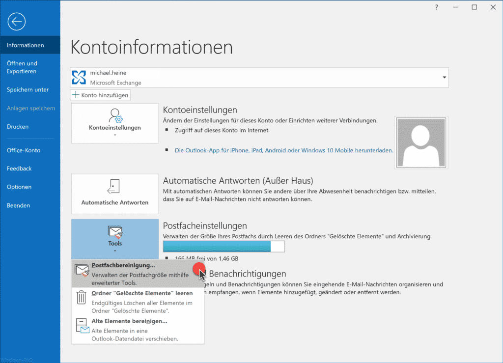 Aufräumen und Platz schaffen im Outlook - Postfachbereinigung - Windows FAQ