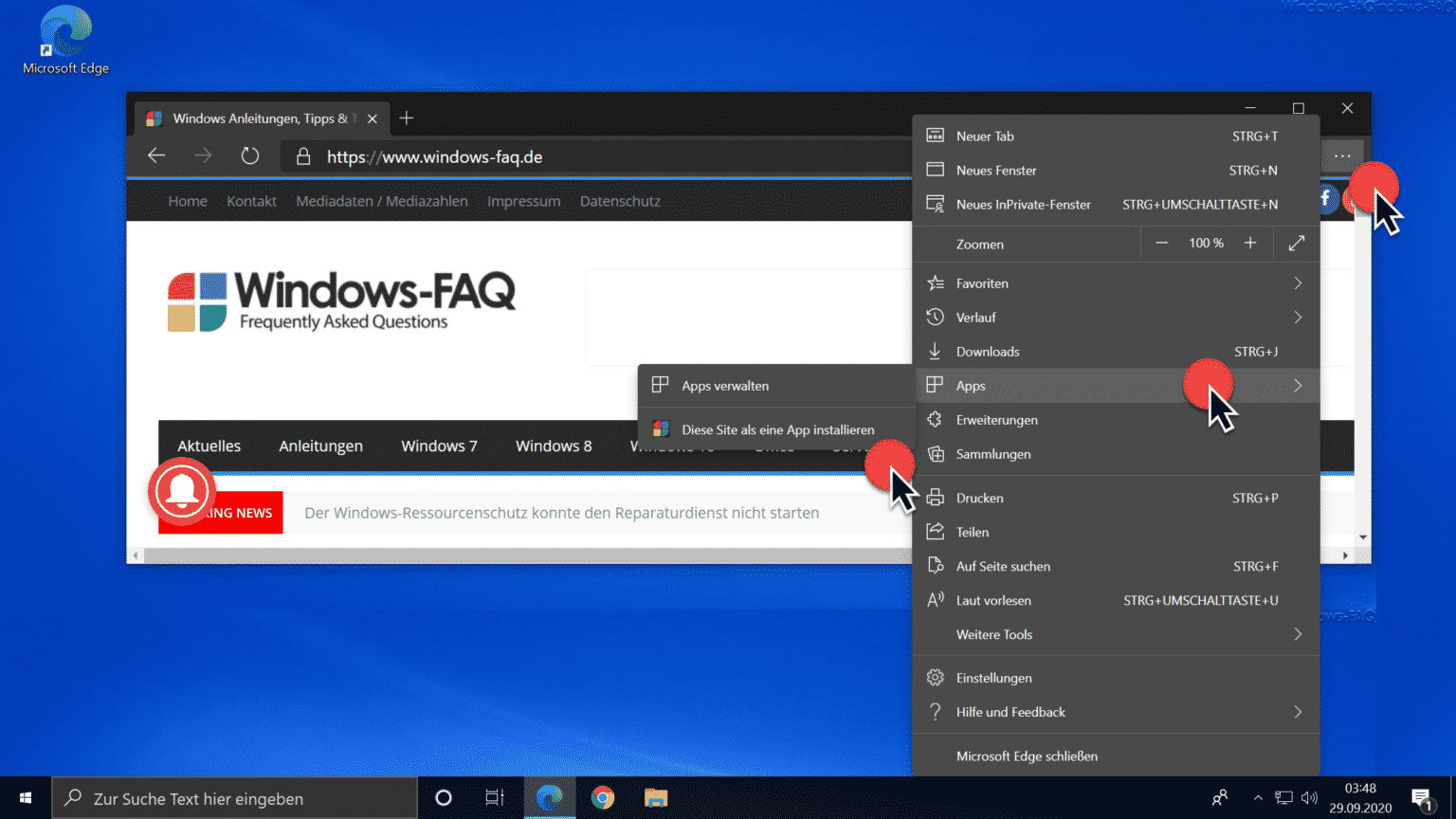 Webseite als PWA installieren mit dem Edge Chromium - Windows FAQ