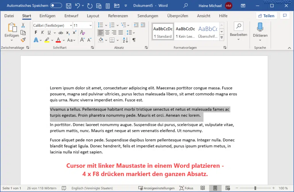 Die F8-Taste im Word - Ein wunderbarer Trick zum Markieren von Text ...