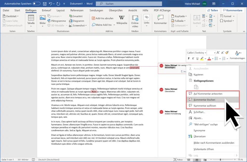 Im Word Kommentare löschen, anlegen oder auflösen - Windows FAQ