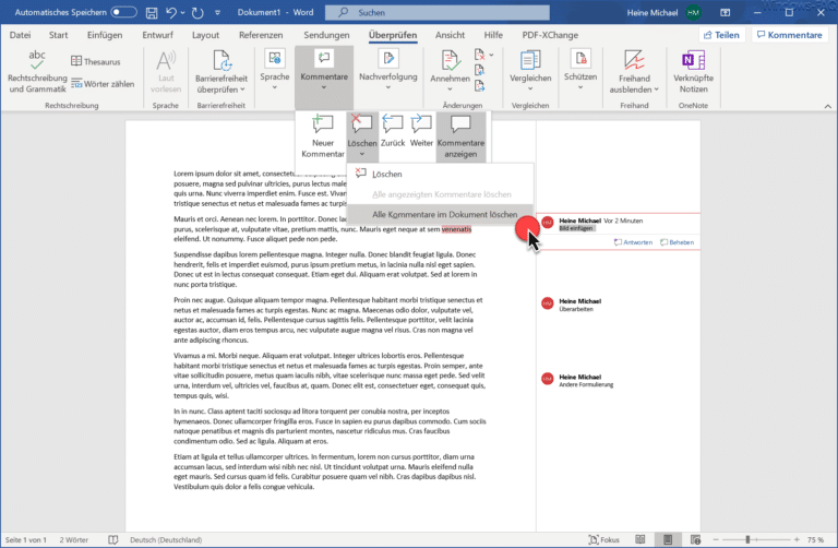 Im Word Kommentare löschen, anlegen oder auflösen - Windows FAQ