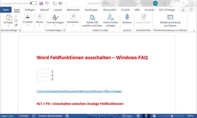 Word Feld Sichtbar Machen – Word Felder Anzeigen Und Aktualisieren – HHCT