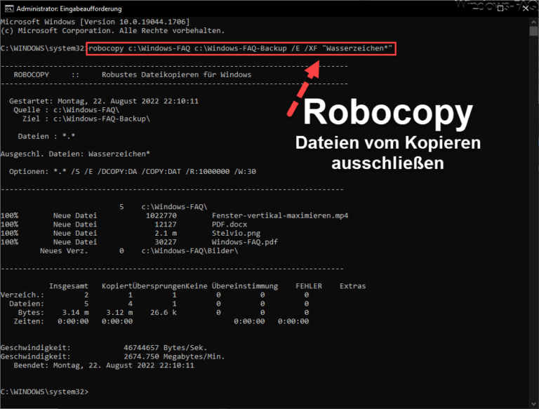 Robocopy Dateien oder Verzeichnisse vom Kopieren ausschließen - Windows FAQ