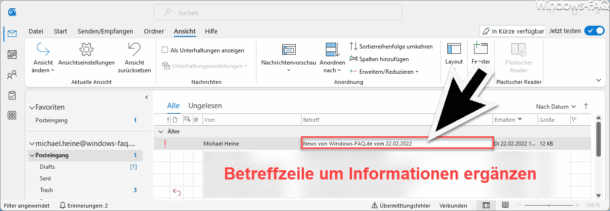 Outlook Betreff ändern - Windows FAQ